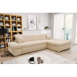 Ecksofa DOMO collection "Moric Luxus - B/T/H 300/172/80 cm, XXL-Format", beige (creme), B:300cm H:80cm T:172cm, Cord (100% Polyester), Sofas, Ecksofa, L-Form, 140kg Belastung/Sitz, Cord, creme