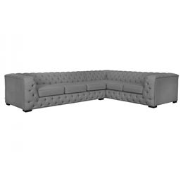 Chesterfield-Sofa Home Affaire "KALINA L-Form", grau (anthrazit), B:307cm H:67cm T:227cm, 100% Polyester, Sofas, Chesterfield-Sofa, hochwertig Chesterfield-Ausf&uuml;hrung