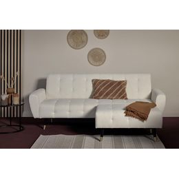 3-Sitzer Jahnke "CHILLAX DREAM", boucle sanftes wei&szlig;, B:213cm H:83cm T:83cm, Sofas, 3-Sitzer, mit Schlaffunktion, Seitentasche, Hocker frei positionierbar, B:213 cm