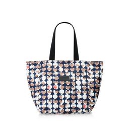 Shopper Marc Cain "Happy Classics", Damen, Gr. B/H/T: 36cm x 37cm x 22cm, navy, wei&szlig; herzen, Polyester, gemustert, Taschen Shopper, Schultertasche, Sporttasche mit auff&auml;lligem Print
