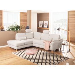 Ecksofa Home Affaire "Palace L-Form", beige (natur), B:259cm H:89cm T:225cm, Struktur fein (100% Polyester);Struktur (100% Polyester);Luxus-Microfaser Lederoptik (100% Polyester), Sofas, Ecksofa, incl. Sitztiefenverstellung, wahlweise mit Bettfunktion und Stauraum