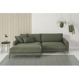 Ecksofa Home Affaire "Downtown, B/T/H: 272/190/84 cm L-Form", gr&uuml;n (oliv), B:272cm H:84cm T:190cm, 95% Polyester, 5% Nylon, Sofas, Ecksofa, weicher Sitzkomfort auch in Cord und Boucl&eacute;, incl. Zierkissen