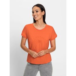 T-Shirt Heine "Shirt", Damen, Gr. 42, orange, 95% Viskose, 5% Elasthan, unifarben, Rundhals, Shirts T-Shirt