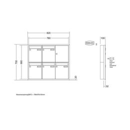 Renz Eckrahmen Unterputz Briefkastenanlage 5-fach DB703