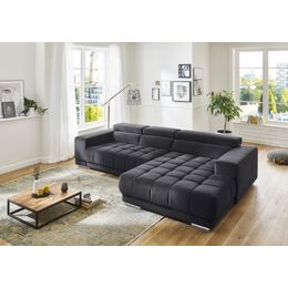 Ecksofa DIE PLANBAR "MP-IN15053 L-Form extra breiter Schenkel", grau (anthrazit), B:329cm H:73cm T:190cm, 100% Polyester, Sofas, Ecksofa, mit Kopfteilverstellung, wahlweise mit manueller Vorziehbank