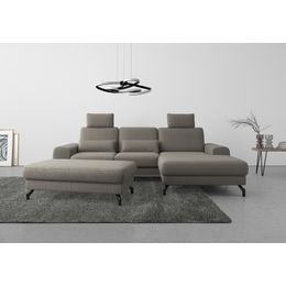 Sit & More Ecksofa SIT & MORE "Cinturo L-Form", braun (schlamm), B:283cm H:88cm T:175cm, Sofas, Ecksofa, inklusive Sitztiefenverstellung und Federkern, Sitzh&ouml;he 45 cm