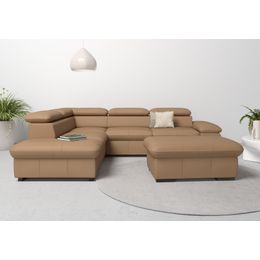 Ecksofa Home Affaire "Alberto L-Form", braun (cappucino), B:272cm H:73cm T:226cm, Luxus-Microfaser Lederoptik (100% Polyester);Luxus-Microfaser weich (9)0% Polyester / 10% Polyamid;Luxus-Microfaser Vintageoptik (100% Polyester);Microfaser Antiklederoptik (100% Polyester), Sofas, Ecksofa, mit Kopfteilverstellung, wahlweise mit Bettfunktion