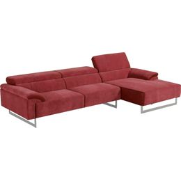Ecksofa Egoitaliano "Malika, edel und bequem, Designsofa mit hochwertigen Bez&uuml;gen, L-Form", rot (marsala), B:287cm H:94cm T:165cm, Luxus-Micofaser Lederoptik (100% Polyester) ist ein neues technisches Gewebe mit einem visuellen und taktilen Aspekt, der dem Nubuk sehr nahe kommt, mit innovativen Eigenschaften. Seine au&szlig;erordentliche Weichheit kommt von einem exklusiven Produktionsprozess, der Unrei