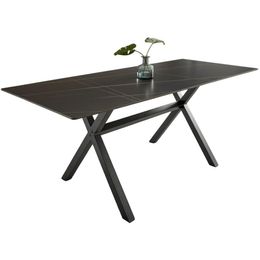 Esstisch OTTO HOME "Cazie", schwarz, B:180cm H:76cm T:90cm, Tische, Esstisch, aus Sicherheitsglas mit drehbarer Tischplatte und verstellbaren F&uuml;&szlig;en