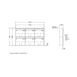 Renz Eckrahmen Unterputz Briefkastenanlage 6-fach DB703