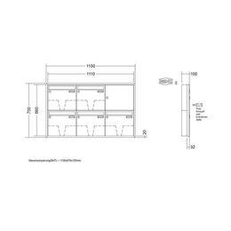Renz Eckrahmen Unterputz Briefkastenanlage 5-fach DB703