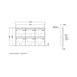 Renz Eckrahmen Unterputz Briefkastenanlage 6-fach DB703