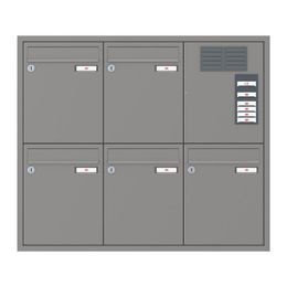 Renz Eckrahmen Unterputz Briefkastenanlage mit Sprechsieb 5-fach RAL9007