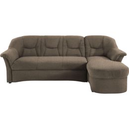 Ecksofa DOMO collection "Sarafina zeitlos und komfortabel, optional mit Federkern, L-Form", braun, B:232cm H:83cm T:146cm, Luxus-Microfaser (92% Polyester, 8% Nylon);Microfaser PRIMABELLE (100% Polyester);Microfaser PRIMABELLE (100% Polyester) / Struktur (90% Polyester; 10% Polyacryl), Sofas, Ecksofa, wahlweise mit Bettfunktion