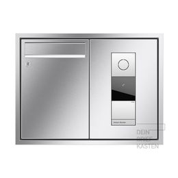 Renz Eckrahmen Unterputz Briefkasten 3x Gira 106 in V4A Edelstahl Anzeigemodul, Klingelmodul V4A mit Gravur, Sprachmodul mit Audio-Steuerger&auml;t
