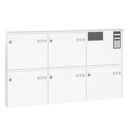 Renz Basic B Briefkastenanlage Aufputz mit Sprechsieb 5-fach RAL9016