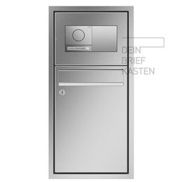 Renz Eckrahmen Unterputz Briefkasten 2x Gira 106 in V4A Edelstahl Blindmodul, Sprachmodul mit 1 RT Kunststoff beleuchtet