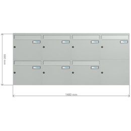 Renz A-015 7er Edelstahl Wandbriefkastenanlage Aufputz