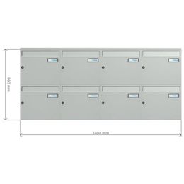 Renz A-015 8er Edelstahl Wandbriefkastenanlage Aufputz