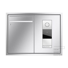 Renz Eckrahmen Unterputz Briefkasten 3x Gira 106 in V4A Edelstahl Anzeigemodul, Klingelmodul 1 Ruftaste beleuchtet, Sprachmodul