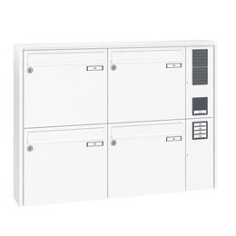 Renz Quadra Aufputzbriefkastenanlage mit Sprechsieb 4-fach RAL9016