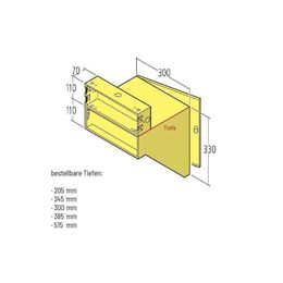 Renz Mauerdurchwurf Briefkasten mit Sprechsieb mit Alu-Profilrahmen 15 L - 300 mm Tief