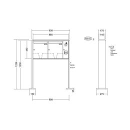Renz RS2000 freistehende Briefkastenanlage mit Sprechanlage 2-fach DB703