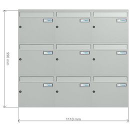 Renz A-01 9er Edelstahl Wandbriefkastenanlage Aufputz