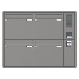 Renz RS3000 Unterputz Briefkastenanlage 4-fach mit Sprechsieb RAL9007