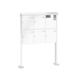 Renz Prisma freistehende Briefkastenanlage mit Sprechanlage 5-fach RAL9016
