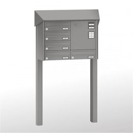 Renz Prisma freistehende Briefkastenanlage waagerecht mit Sprechfeld 5-fach RAL9007