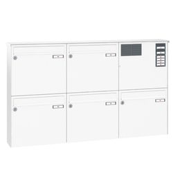 Renz Basic B Briefkastenanlage Aufputz mit Sprechsieb 5-fach RAL9016