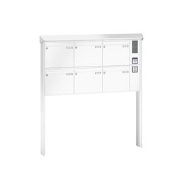 Renz Prisma freistehende Briefkastenanlage mit Sprechanlage 6-fach RAL9016