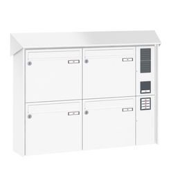 Renz Prisma Aufputzbriefkastenanlage mit Sprechsieb 4-fach RAL9016