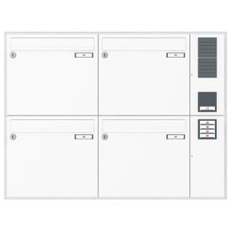 Renz Schattenfuge Unterputz Briefkastenanlage 4-fach mit Sprechsieb RAL9016