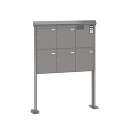 Renz Prisma freistehende Briefkastenanlage mit Sprechanlage 5-fach RAL9016