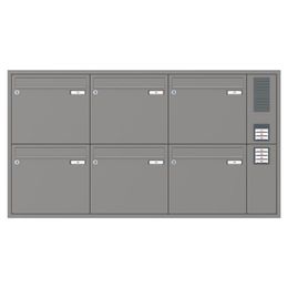 Renz Eckrahmen Unterputz Briefkastenanlage mit Sprechsieb 6-fach RAL9007