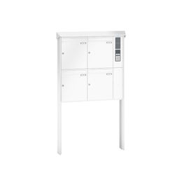 Renz Prisma freistehende Briefkastenanlage mit Sprechanlage 4-fach RAL9016