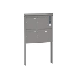 Renz Prisma freistehende Briefkastenanlage mit Sprechanlage 4-fach RAL9007