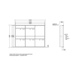 Renz Plan Unterputz Briefkastenanlage 5-fach RAL9007