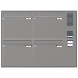 Renz Schattenfuge Unterputz Briefkastenanlage 4-fach mit Sprechsieb RAL9007