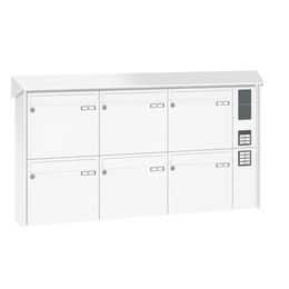 Renz Prisma Aufputzbriefkastenanlage mit Sprechsieb 6-fach RAL9016