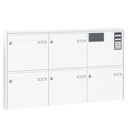 Renz Quadra Aufputzbriefkastenanlage mit Sprechsieb 5-fach RAL9016