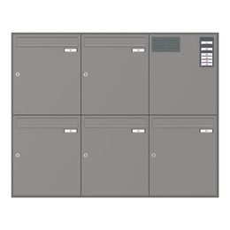 Renz Schattenfuge Unterputz Briefkastenanlage 5-fach mit Sprechsieb RAL9007
