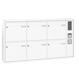 Renz RS2000 Aufputzbriefkastenanlage mit Sprechsieb 6-fach RAL9016