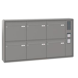 Renz RS2000 Aufputzbriefkastenanlage mit Sprechsieb 6-fach RAL9007