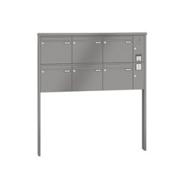Renz Tetro freistehende Briefkastenanlage mit Sprechanlage 6-fach RAL9007