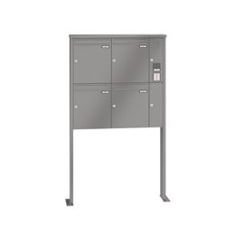 Renz Tetro freistehende Briefkastenanlage mit Sprechanlage 4-fach RAL7016