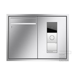 Renz Eckrahmen Unterputz Briefkasten 3x Gira 106 in V4A Edelstahl Sprachmodul, Klingelmodul V4A mit Gravur, Kameramodul Video-Steuerger&auml;t, Video-Station + Gravur