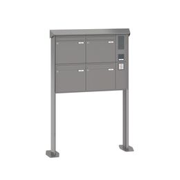 Renz Prisma freistehende Briefkastenanlage mit Sprechanlage 4-fach RAL7016
